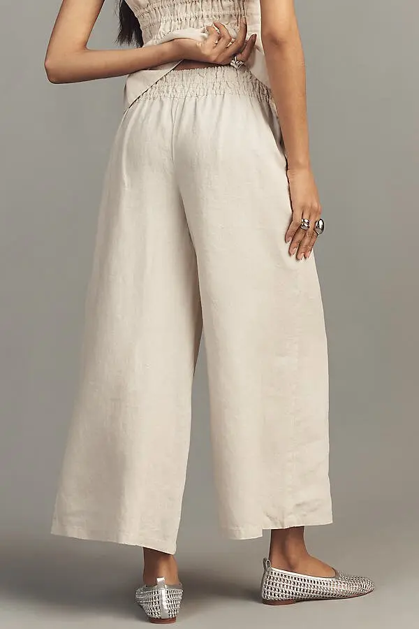THE SOMERSET COLLECTION BY ANTHROPOLOGIE Linen Pull-on Pants - Sand