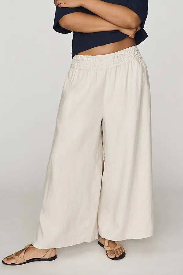 THE SOMERSET COLLECTION BY ANTHROPOLOGIE Linen Pull-on Pants - Sand