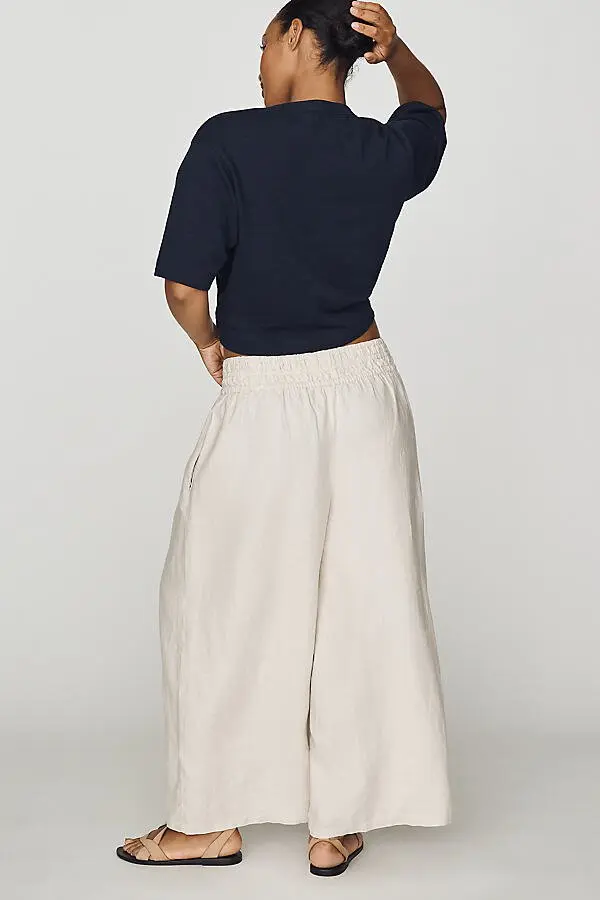 THE SOMERSET COLLECTION BY ANTHROPOLOGIE Linen Pull-on Pants - Sand