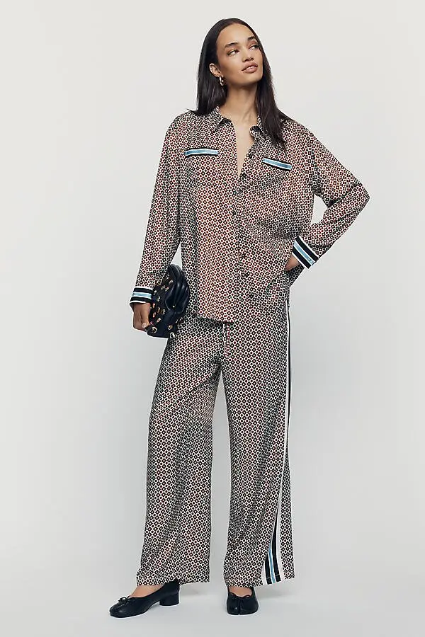 Maeve Rudi Silken Buttondown Shirt - Brown Pattern