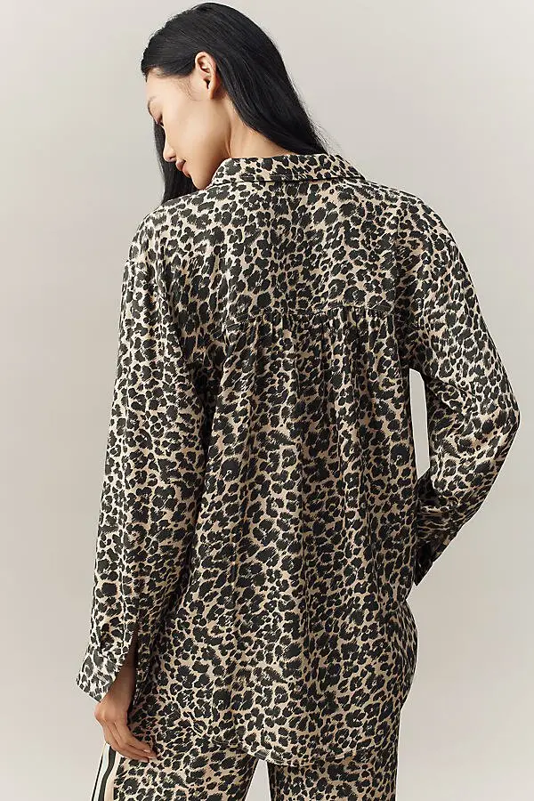 Maeve Silky Shirt Blouse - Leopard