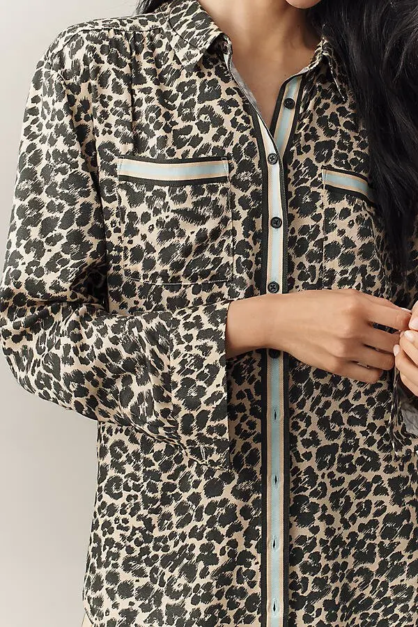 Maeve Silky Shirt Blouse - Leopard