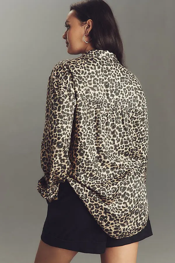 Maeve Silky Shirt Blouse - Leopard