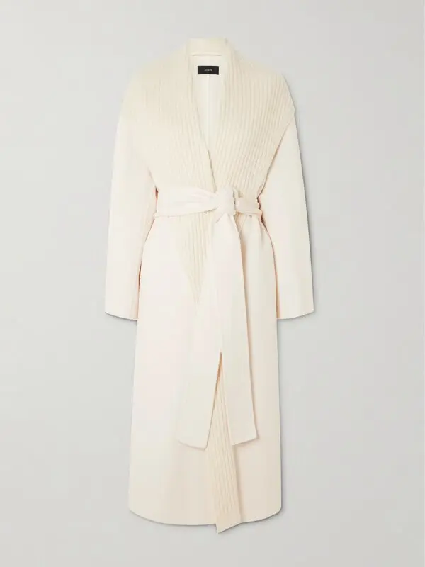 JOSEPH Rica Belted Cashmere And Wool-blend Coat - Neutrals