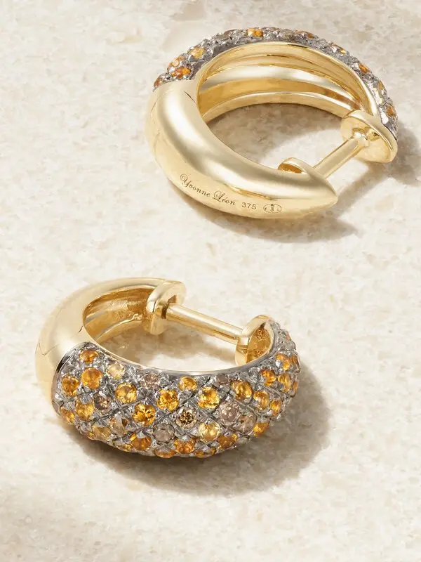 Yvonne Léon 9-karat Diamond And Citrine Hoop Earrings
