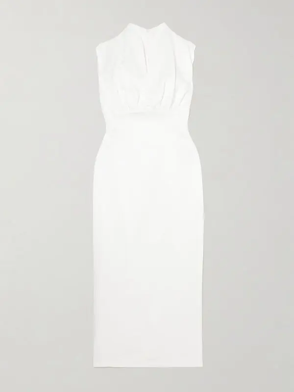 DESTREE Paz Gathered Midi Dress - White