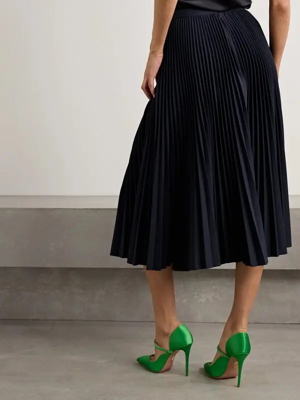 Erdem Plissé-twill Midi Skirt