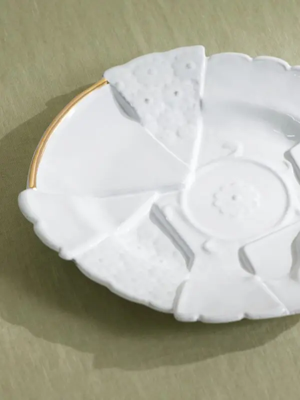 ASTIER DE VILLATTE Sacai Patchwork Gold-plated Ceramic Dinner Plate