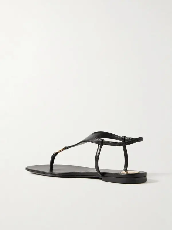 Saint Laurent Cassandra Leather Sandals - Black