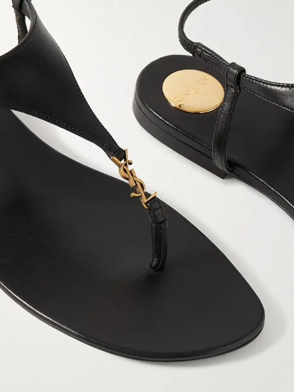 Saint Laurent Cassandra Leather Sandals - Black