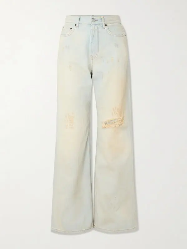 Acne Studios 2022 Distressed High-rise Wide-leg Jeans - Blue