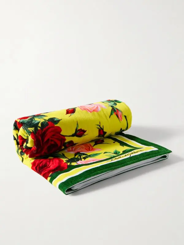 Dolce & Gabbana Floral-print Cotton-terry Towel - Yellow