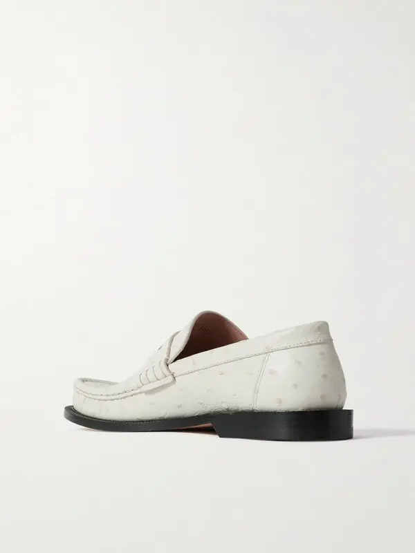 Loewe Campo Textured-leather Loafers - Ecru