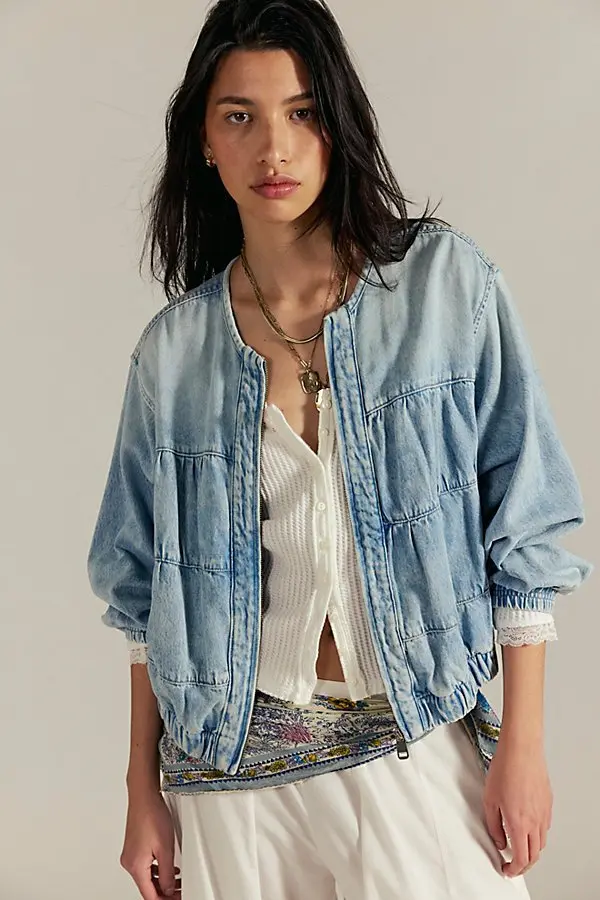 Free People We The Free Layla Denim Jacket - Sunbeam