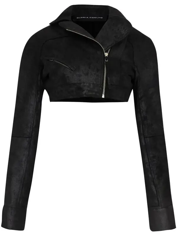 GLORIA COELHO Faux-leather Cropped Jacket - Black