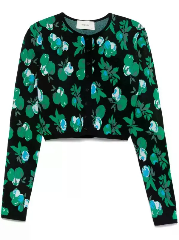 Coperni Floral Jacquard Cardigan - Black