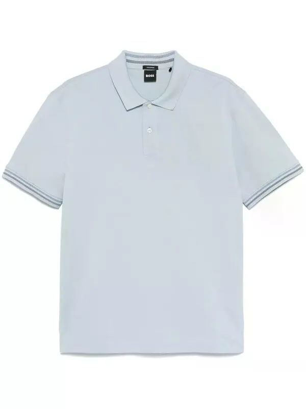 BOSS Striped-trim Polo Shirt - Blue