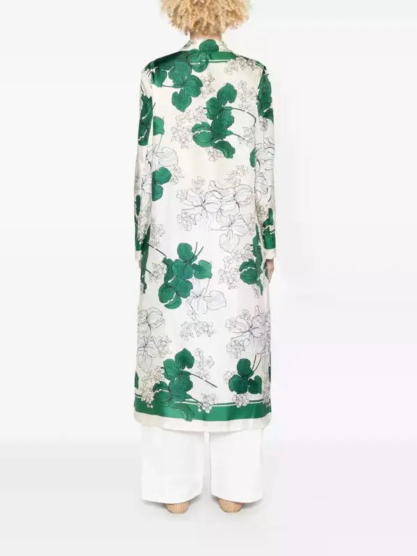 P.a.r.o.s.h Floral-print Coat - White