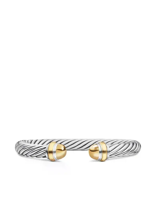 David Yurman 14k Yellow Gold And Sterling Classic Cable Bracelet - Silver