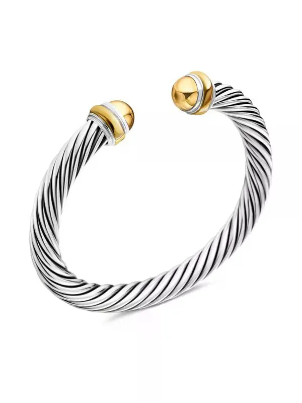 David Yurman 14k Yellow Gold And Sterling Classic Cable Bracelet - Silver