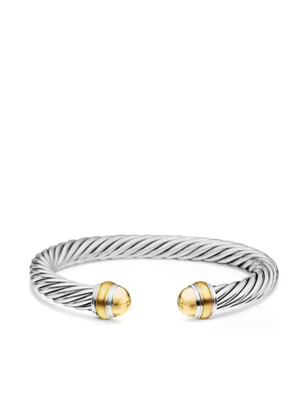 David Yurman 14k Yellow Gold And Sterling Classic Cable Bracelet - Silver