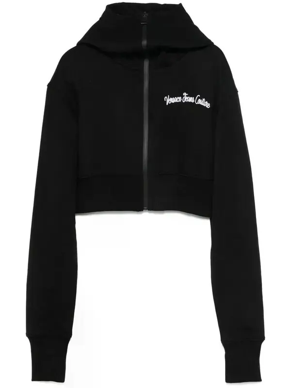 Versace Cropped Zip-up Hoodie - Black