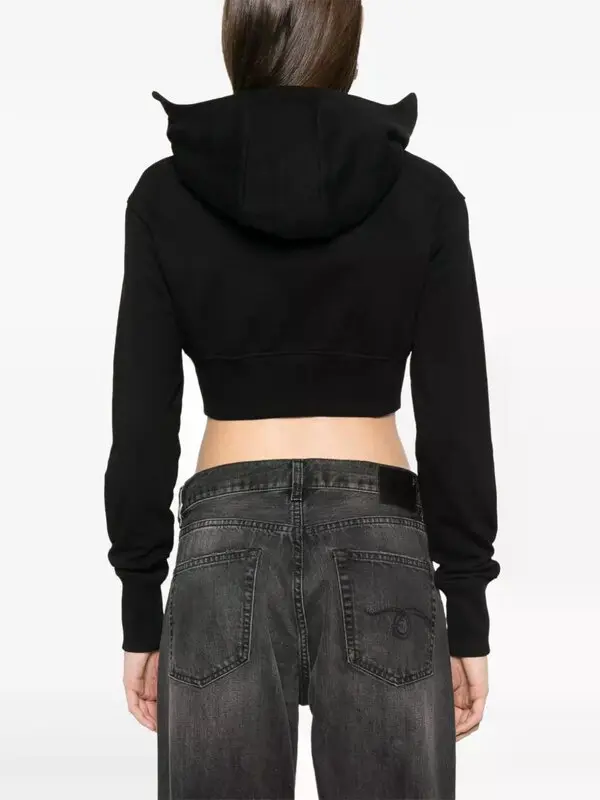Versace Cropped Zip-up Hoodie - Black