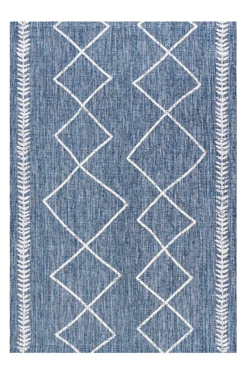 JONATHAN Y Derya Diamond Trellis Indoor/outdoor Area Rug - Blue/ivory