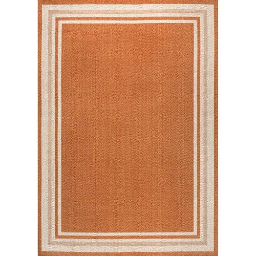 JONATHAN Y James Modern Border Stripe Indoor/outdoor Area Rug - Orange/cream