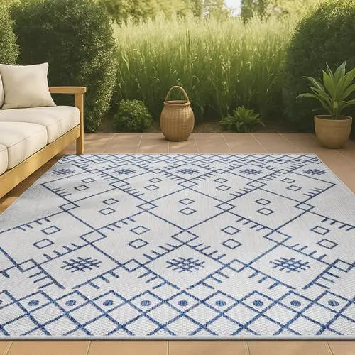 JONATHAN Y Boho Moroccan Indoor/outdoor Area Rug - Ivory/navy