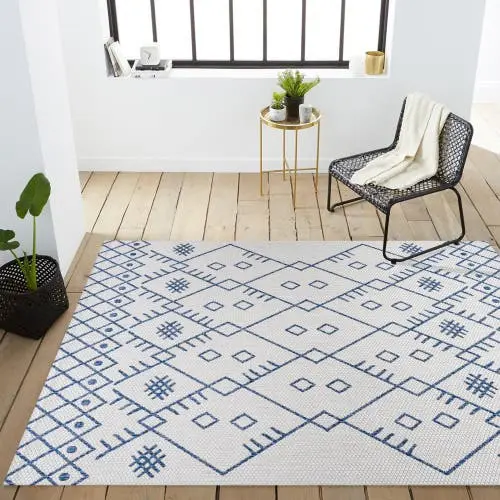 JONATHAN Y Boho Moroccan Indoor/outdoor Area Rug - Ivory/navy