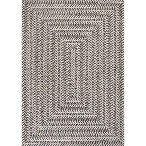 JONATHAN Y Chevron Modern Concentric Squares Indoor/outdoor Area Rug - Black/light Gray