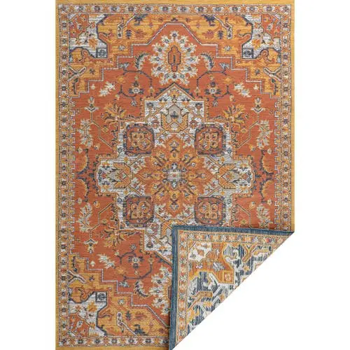 JONATHAN Y Bijan Traditional Vintage Medallion Reversible Machine-washable Indoor/outdoor Area Rug - Terra/blue/cream