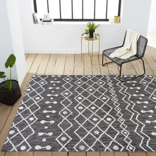 JONATHAN Y Nokat Bohemian Indoor/outdoor Area Rug - Black/ivory