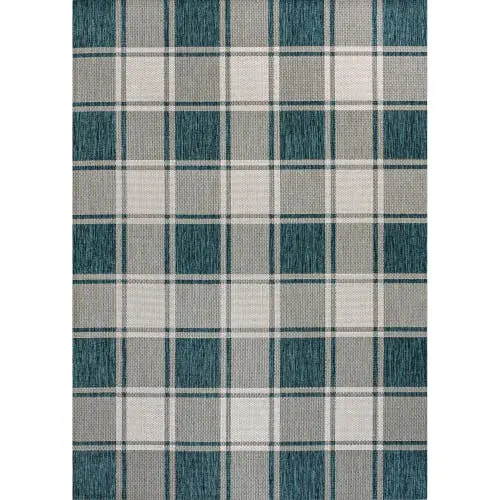 JONATHAN Y Sabine Traditional Farmhouse Bold Gingham Indoor/outdoor Area Rug - Turquoise/cream
