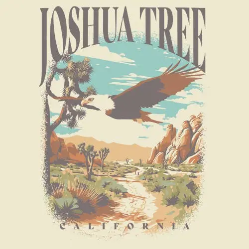 LOST GODS Retro Joshua Tree Eagle Scene Short Sleeve Graphic T-shirt