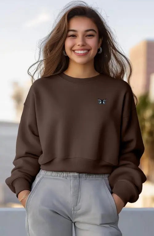 DALIX Butterfly Relaxed Sweatshirt - Brown