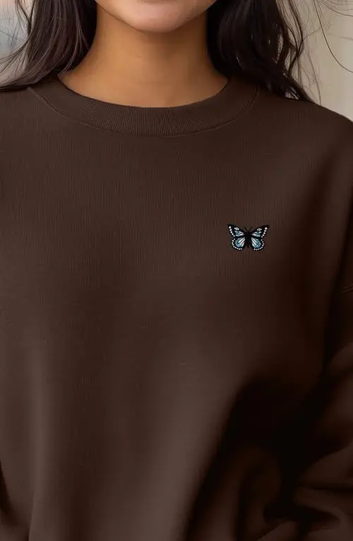 DALIX Butterfly Relaxed Sweatshirt - Brown