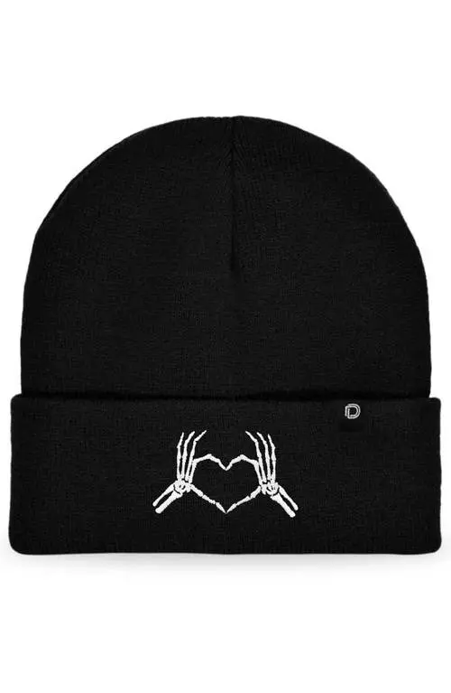 DALIX Heart Of Bones Beanie Cap - Black