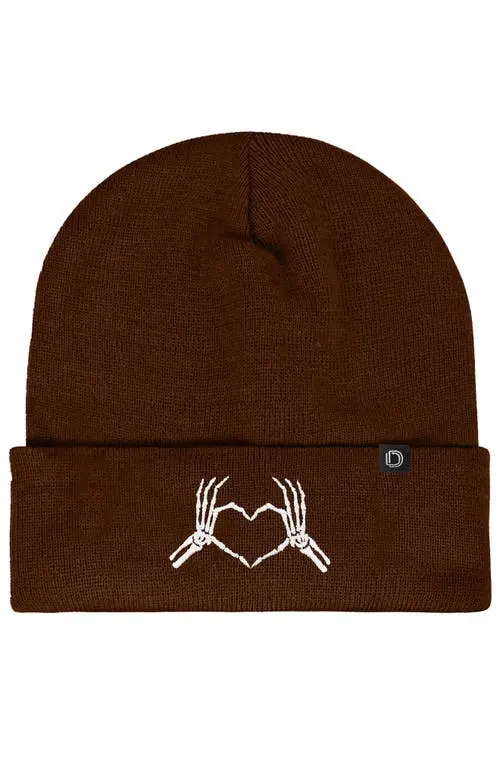 DALIX Heart Of Bones Embroidered Beanie - Brown