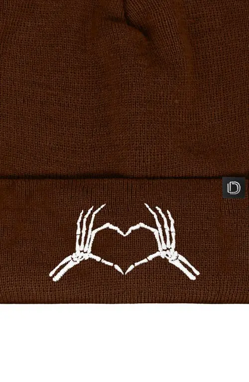 DALIX Heart Of Bones Embroidered Beanie - Brown