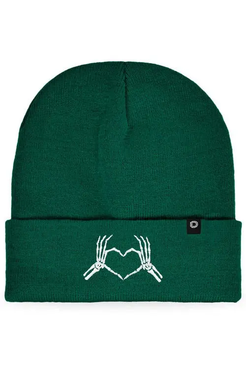 DALIX Heart Of Bones Embroidered Beanie - Green