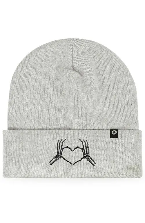 DALIX Heart Of Bones Embroidered Beanie - Light Gray