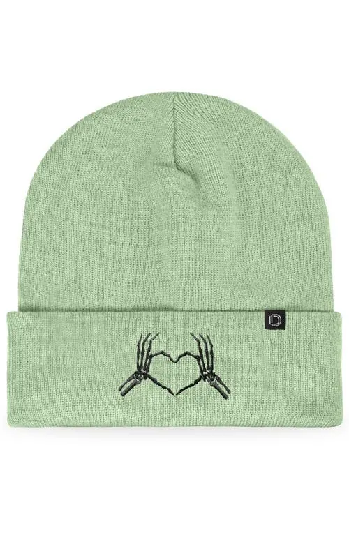 DALIX Heart Of Bones Beanie Cap - Light Green