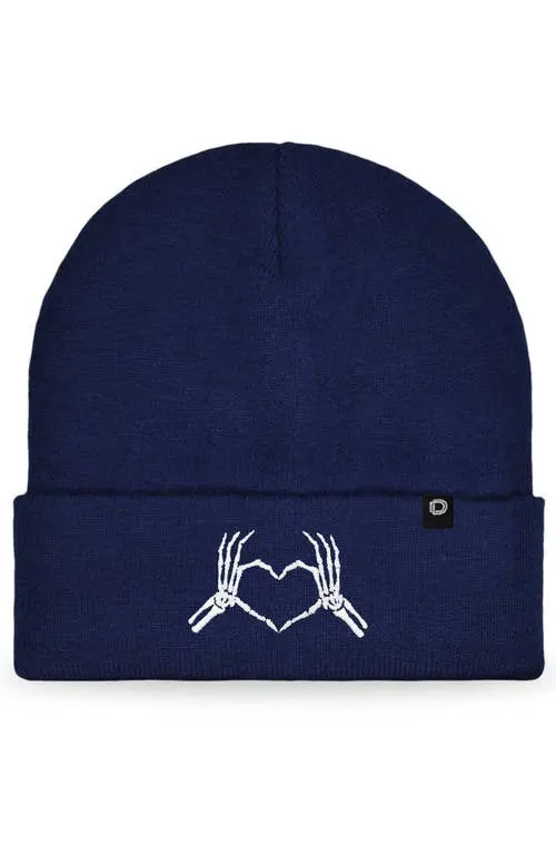 DALIX Heart Of Bones Beanie Cap - Navy Blue