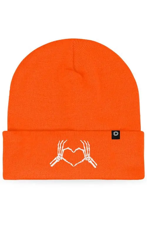 DALIX Heart Of Bones Beanie Cap - Neon Orange
