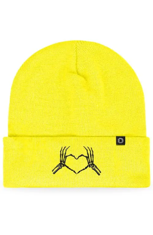 DALIX Heart Of Bones Beanie Cap - Neon Yellow
