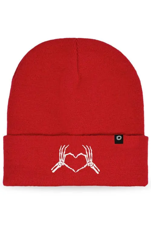 DALIX Heart Of Bones Embroidered Beanie - Red