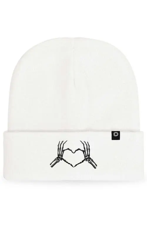 DALIX Heart Of Bones Embroidered Beanie - White