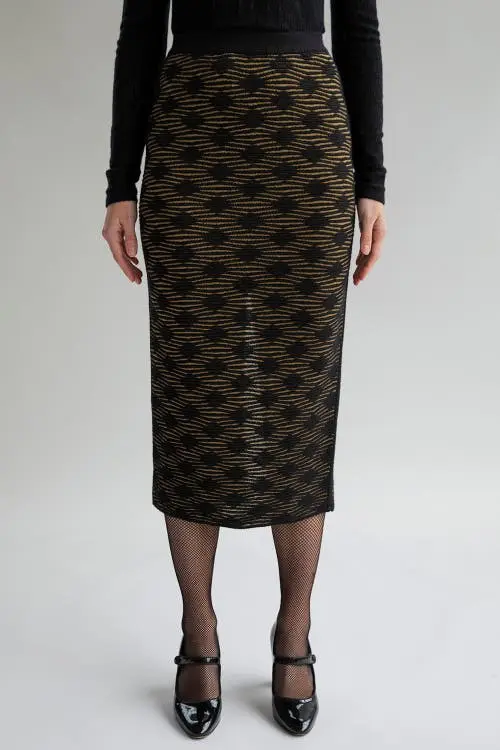 SSKEIN Ines Pencil Skirt - Golden Black